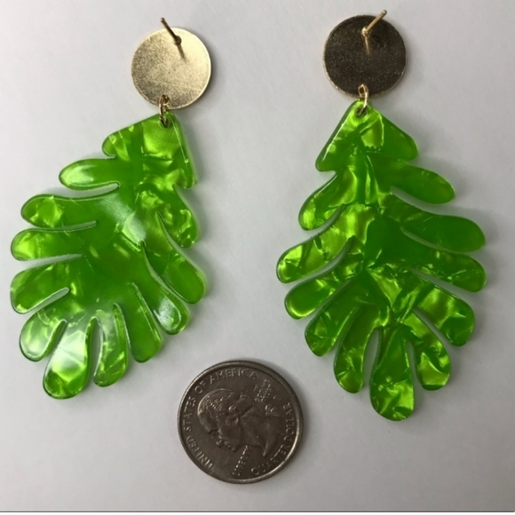 Jewelry | Acrylic Resin Leaf Statement Earrings Nwt | Poshmark